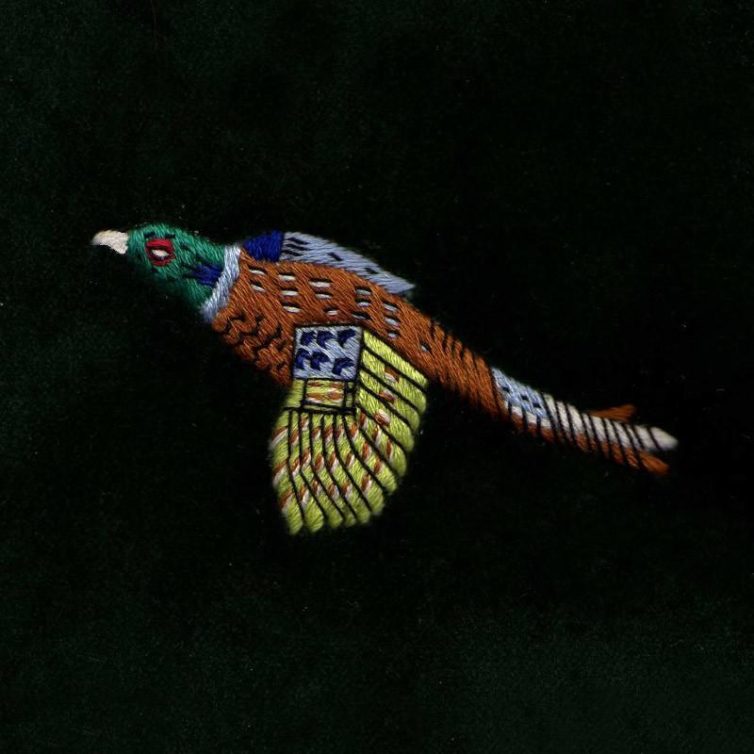 Mens Embroidered Velvet Albert Slippers - Broadland Slippers